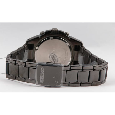 SEIKO SSC095P1 Men's Solar Chronograph Black Dial Alarm 10BAR Water ...