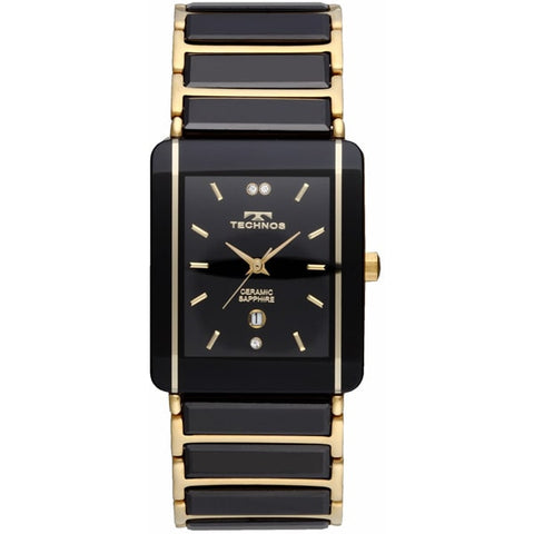 TECHNOS TSM903GB Elegant Ceramic Men's Gold Watch with Scratch ...