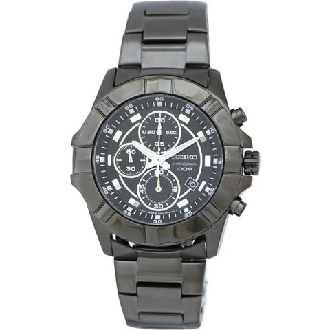 SEIKO SNDD77P1 Chronograph Quartz Watch with IP Bracelet, Stylish Black ...