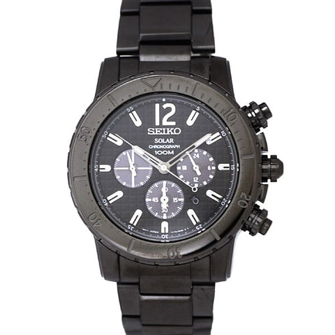 SEIKO SSC225P1 Solar Chronograph Men's Watch with IP Bezel 10BAR Water ...